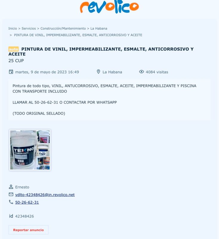 Revolico.com Paint Ad Scam - Havana Times