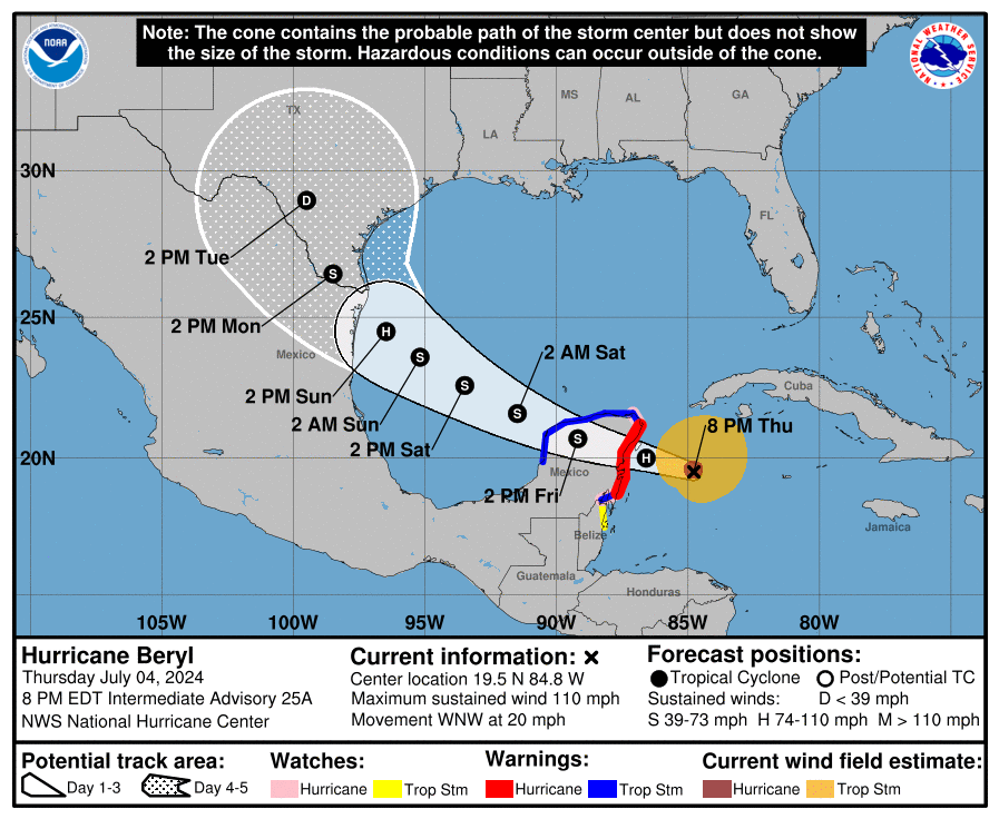 Hurricane Beryl Approaches Mexico's Yucatan Peninsula - Havana Times